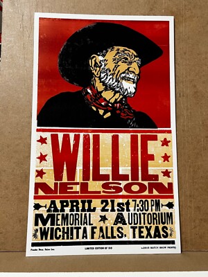 WILLIE NELSON Wichita Falls Texas 2010 Ltd Ed HATCH SHOW PRiNt POsTER ...