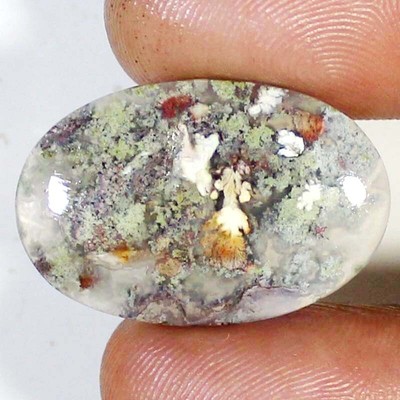 100% Natural Indonesian Moss Agate Cabochon 17.60 CT 21x31x3 mm OVAL ...