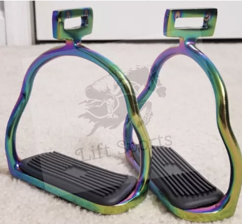 4.75 Horse Riding English Safety Stirrups Stainles Steel Iron Rainbow ...