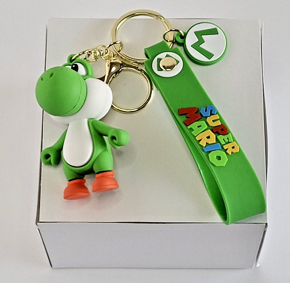 Green Yoshi 3D Super Mario Figure Keychain Key Ring Nintendo | eBay