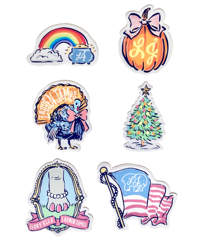 6 RARE LAUREN JAMES + IVORY ELLA PREPPY HOLIDAYS CHRISTMAS STICKERS ...