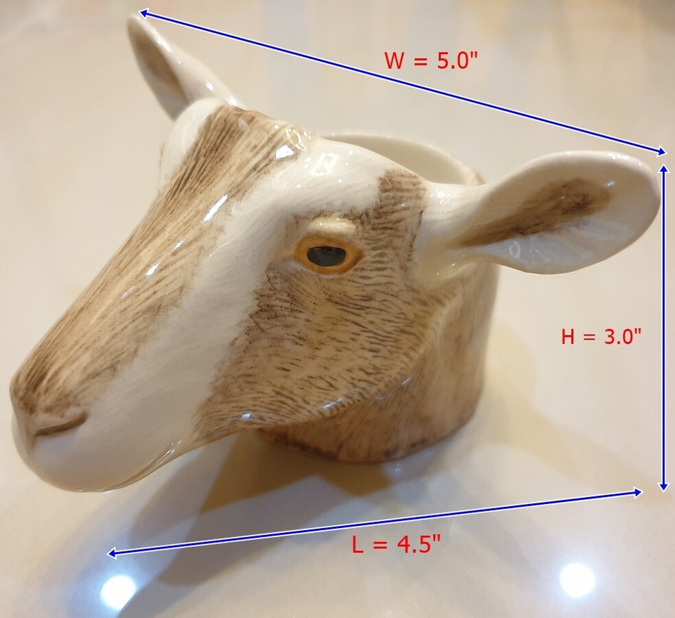 Goat Head Figurine Vase Pot Ceramic Succulent Egg Cup Animal Flower ...