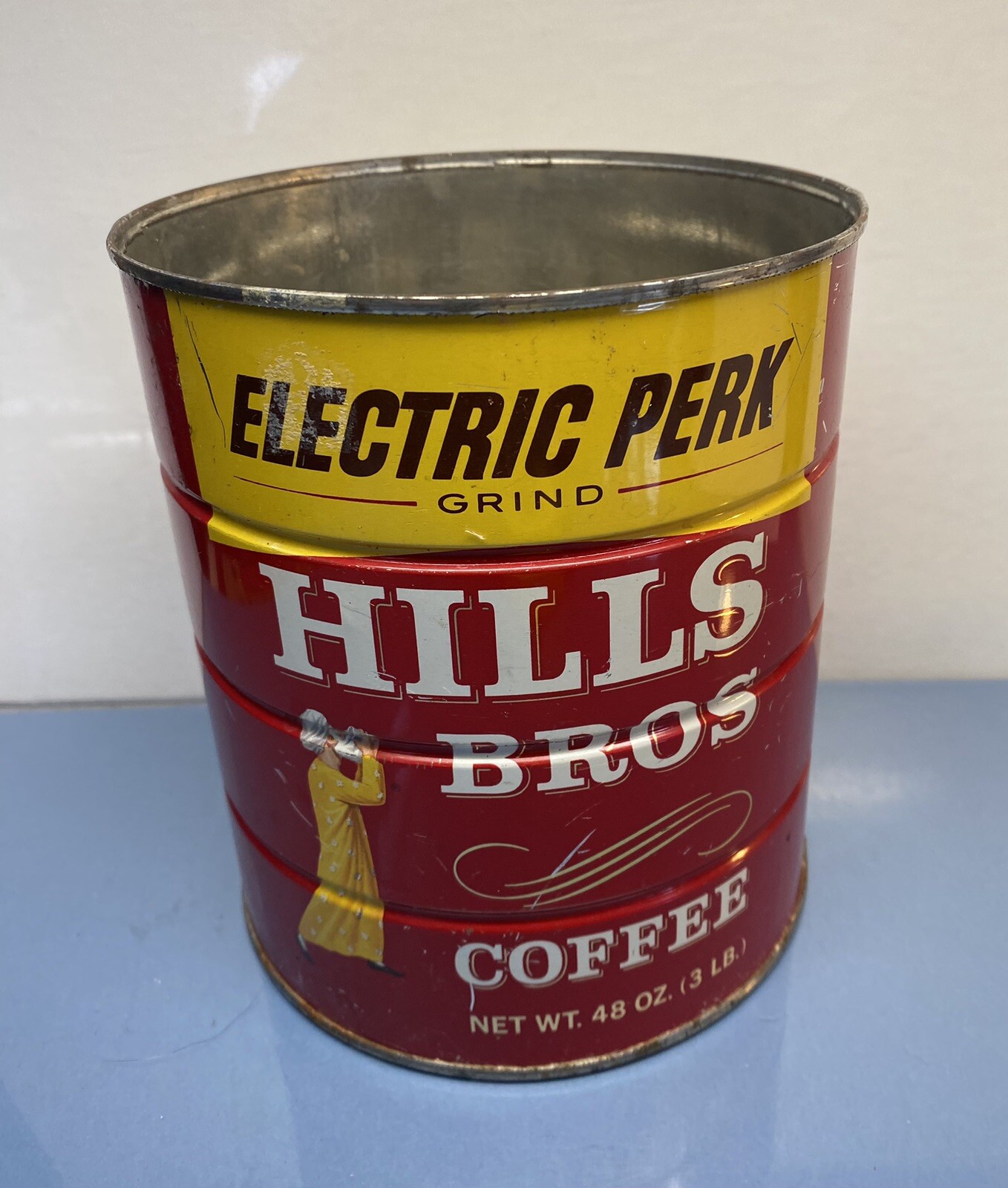 Vintage Hills Bros Brothers Electric Perk Coffee Can Tin 3 LB Empty ...
