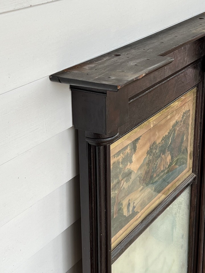 Antique Federal Split Column Mirror w/Fishing Scene | eBay