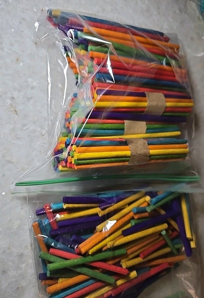 Assorted Colorful Wooden Craft Sticks Matchsticks Round Sticks 2" And 4 ...