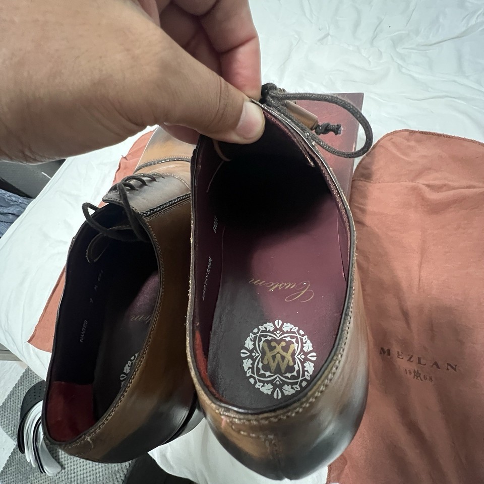 Mezlan Brown Leather Shoes. Custom Style Captoe Nantes Men Size 9M | eBay