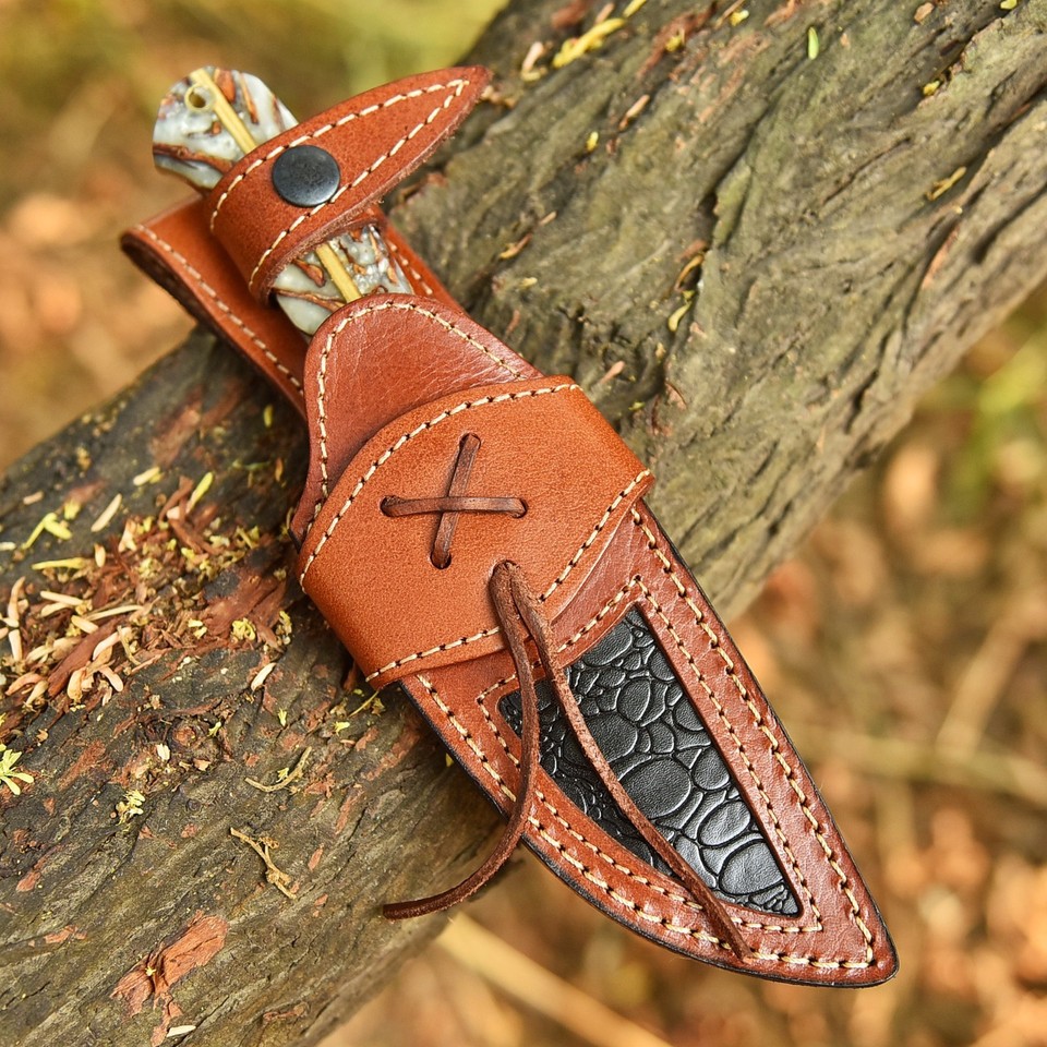 9" Full Tang Handmade Custom Pine Cone Handle Fixed Skinner Blade ...