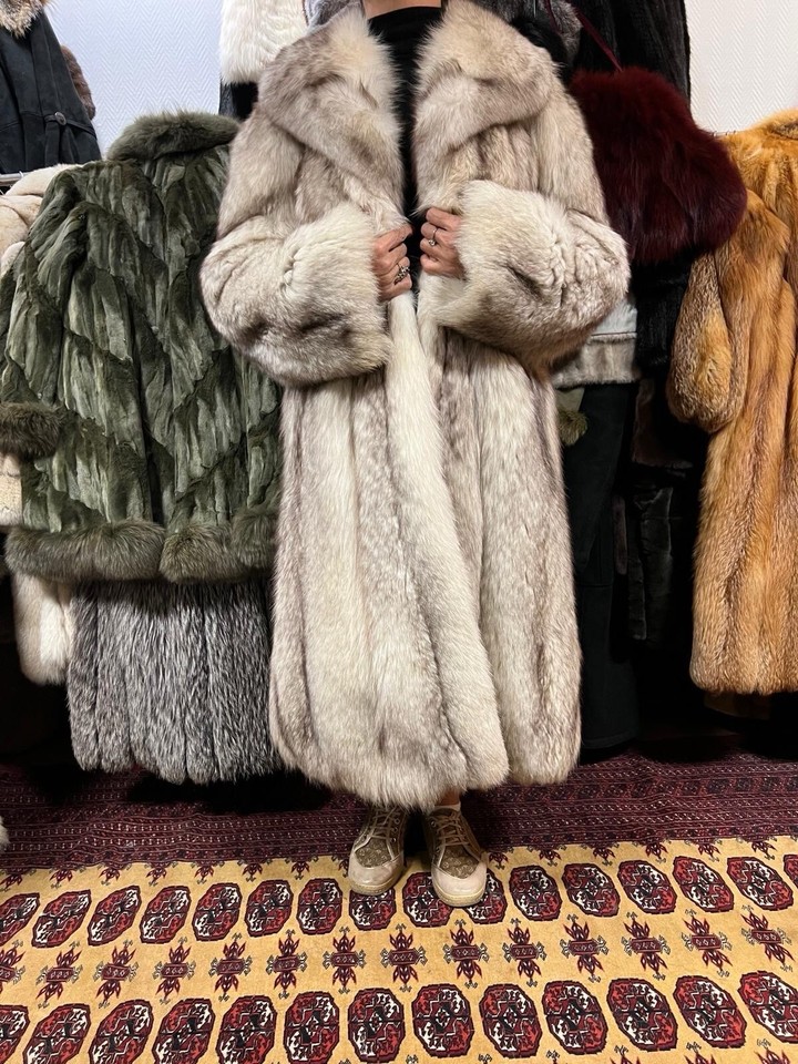 Blue Fox Fur Coat Real Fur Volpe Size 38-42 | eBay