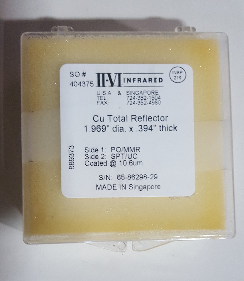 II-VI Infrared CU Total Reflector 889373 Side 1- PO/MMR Side 2- SPT/UC ...