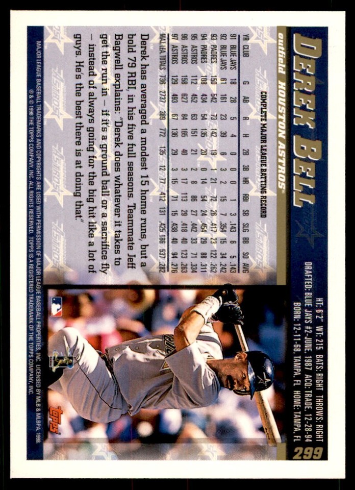 1998 Topps #299 Derek Bell | eBay