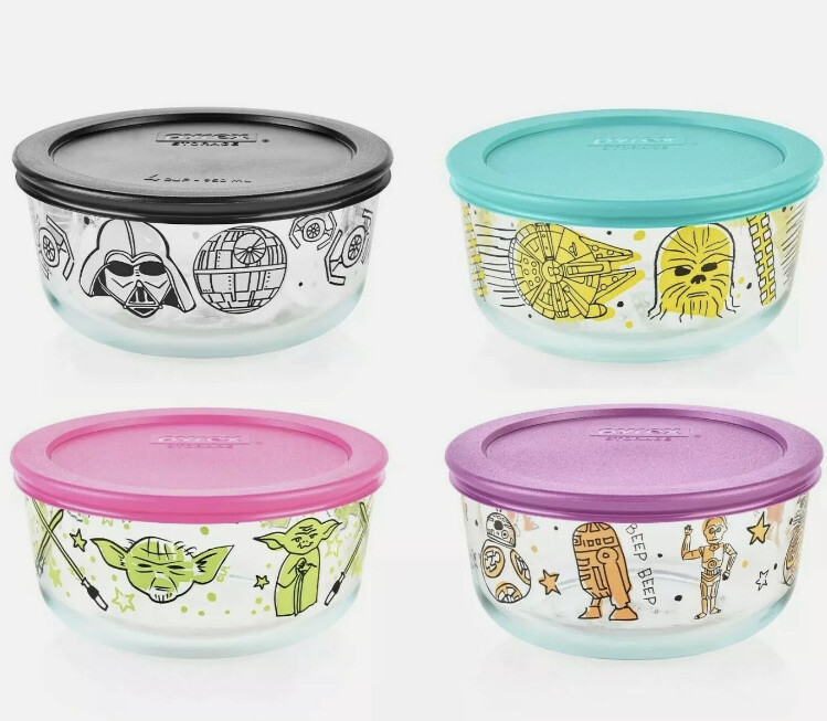 PYREX Storage Star Wars Special Edition 12-pc Set Yoda R3d2 Darth Vader ...
