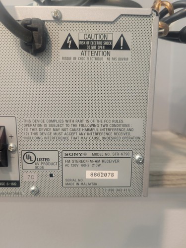 Sony STR K790 5.1 Channel 100 Watt Receiver Digital Audio Control ...