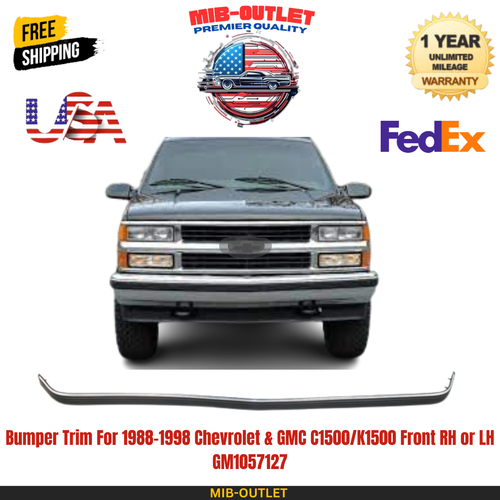 New Front Bumper Trim For 1988-1998 Chevrolet C1500 C2500 K1500 K2500 ...