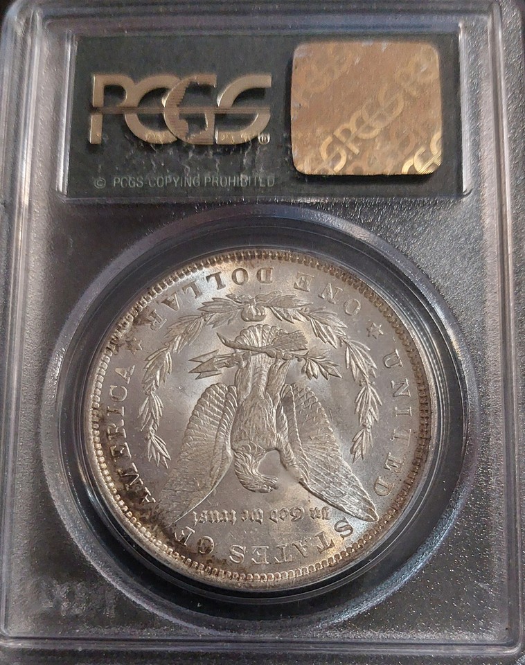 1890 MORGAN Silver Dollar $1 CRUSTY TONED Coin Graded PCGS MS63 OLD ...