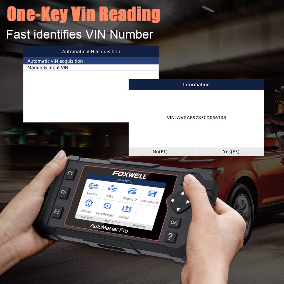 FOXWELL NT614 Elite Car OBD2 Scanner Code Reader Automotive ABS SRS TCM ...