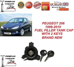 PEUGEOT 206 1998-2010 FUEL PETROL DIESEL FILLER LOCKING TANK CAP WITH 2 ...