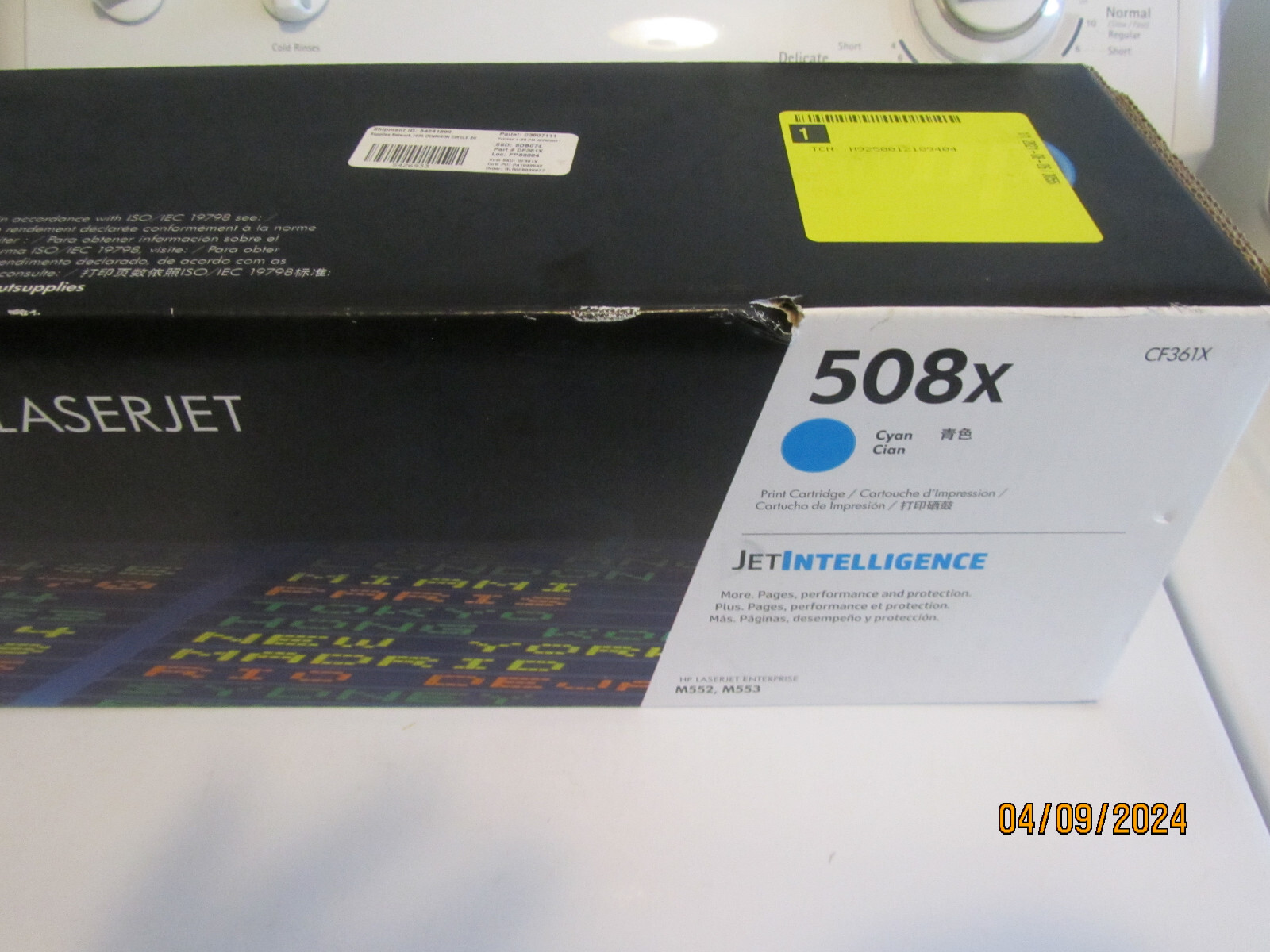 Lot of 1 HP 508x CF361X Toner Cartridge Cyan Open Box, sealed plastic ...