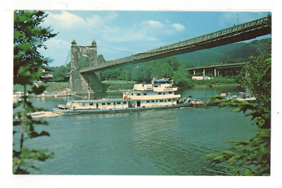 Postcard Historic Suspension Bridge , Wheeling, West Virginia, Exxon ...