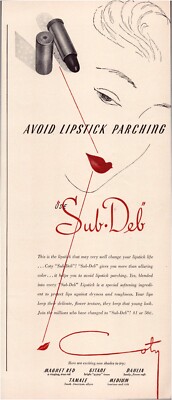 Print Ad Sub Deb Lipstick 1942 Make Up Cosmetic Half-Page Magazine 5 ...