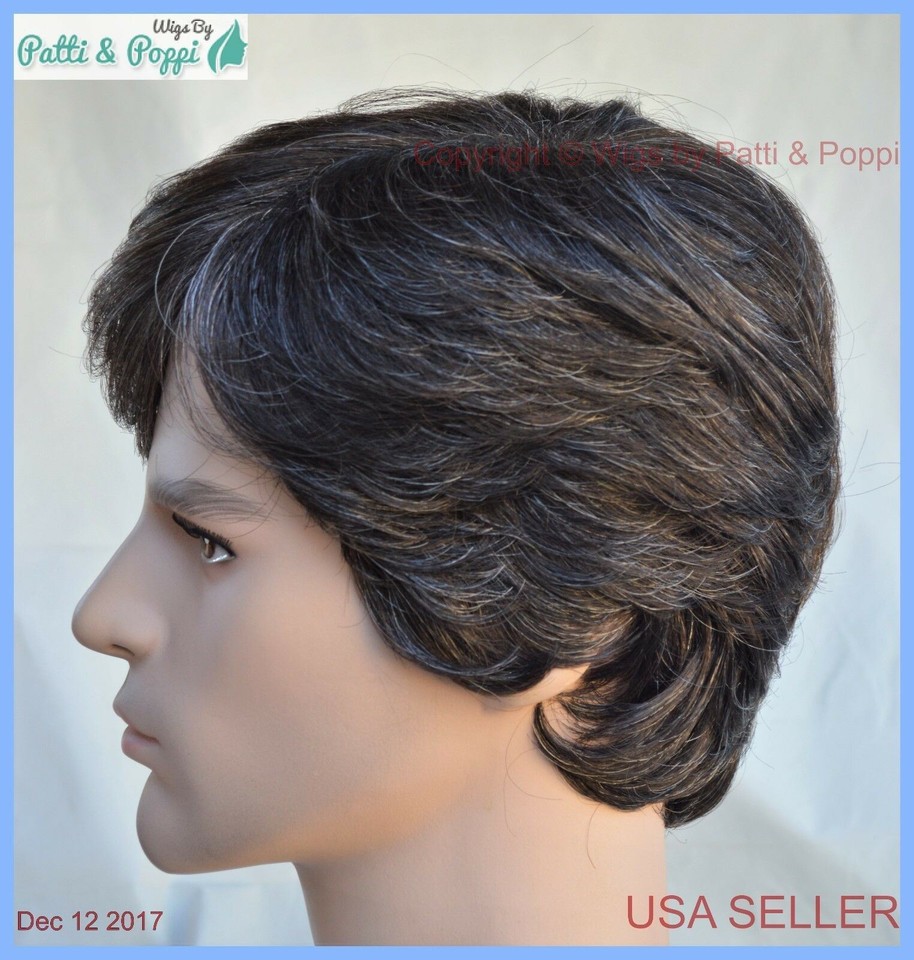 Men's Wig Color 34 Dark Brown with 5% Grey New Man Wig Men 1267 | eBay