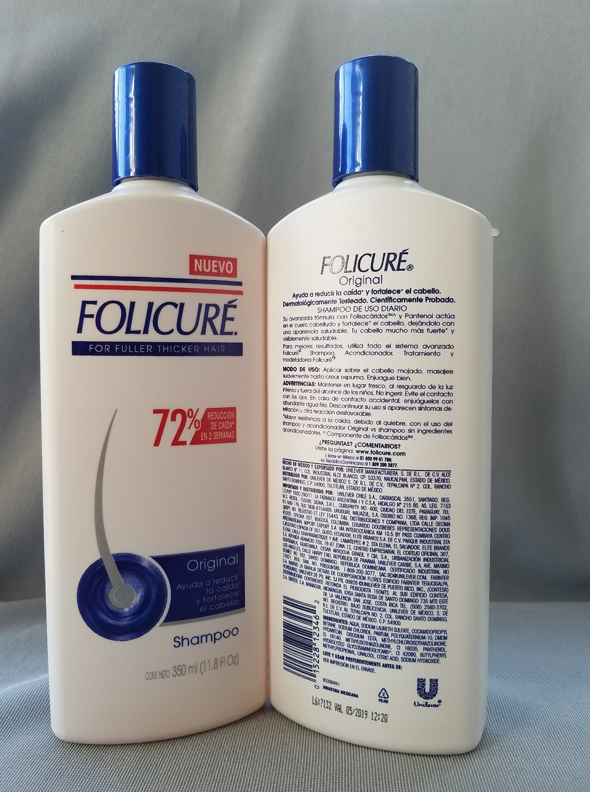 2 BOTTLES FOLICURE Original SHAMPOO FOR FULLER THICKER HAIR 350ml (11.8 ...