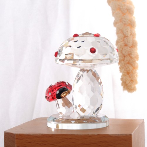Crystal Ladybug On Mushroom Figurine Collectible Glass Mushroom ...
