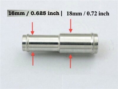 16mm to 18mm Alloy Aluminum Hose Joiner Reducer Adapter Connector ...