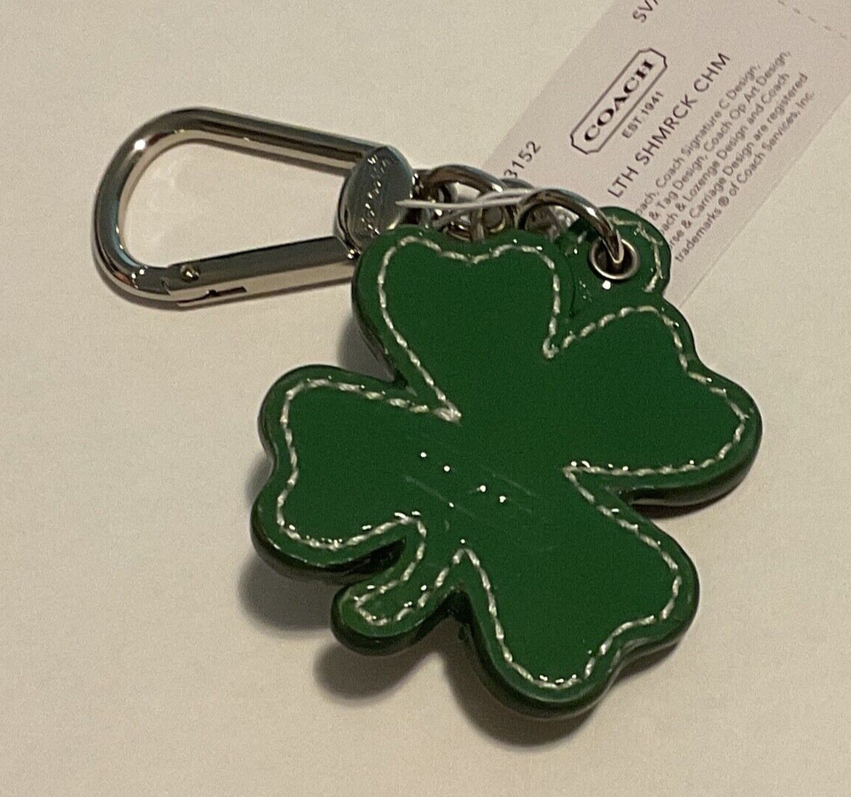 COACH St. Patrick's Day, Lucky Shamrock 4-Leaf Clover Leather Charm ...