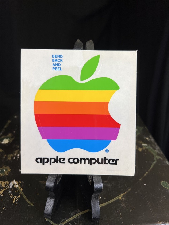 4" Vintage Original 1980s APPLE MACINTOSH Computer Rainbow Logo Sticker ...