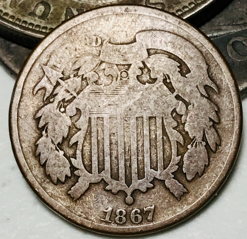1867 Two Cent Piece 2C Ungraded Post Civil War Date US Type Coin ...