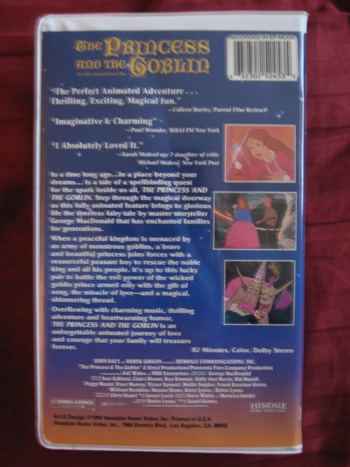 The Princess and the Goblin clamshell (1994) VHS cartoon George ...