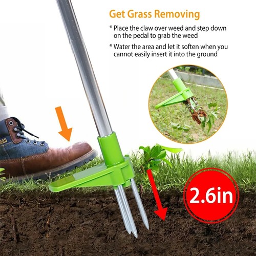 Stand Up Weeder Hand Tool, Long Handle Garden Weed Puller With 3 Claws ...