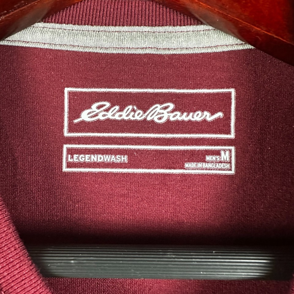 Eddie Bauer Tee Shirt Mens Medium Legend Wash Maroon Cotton Short ...