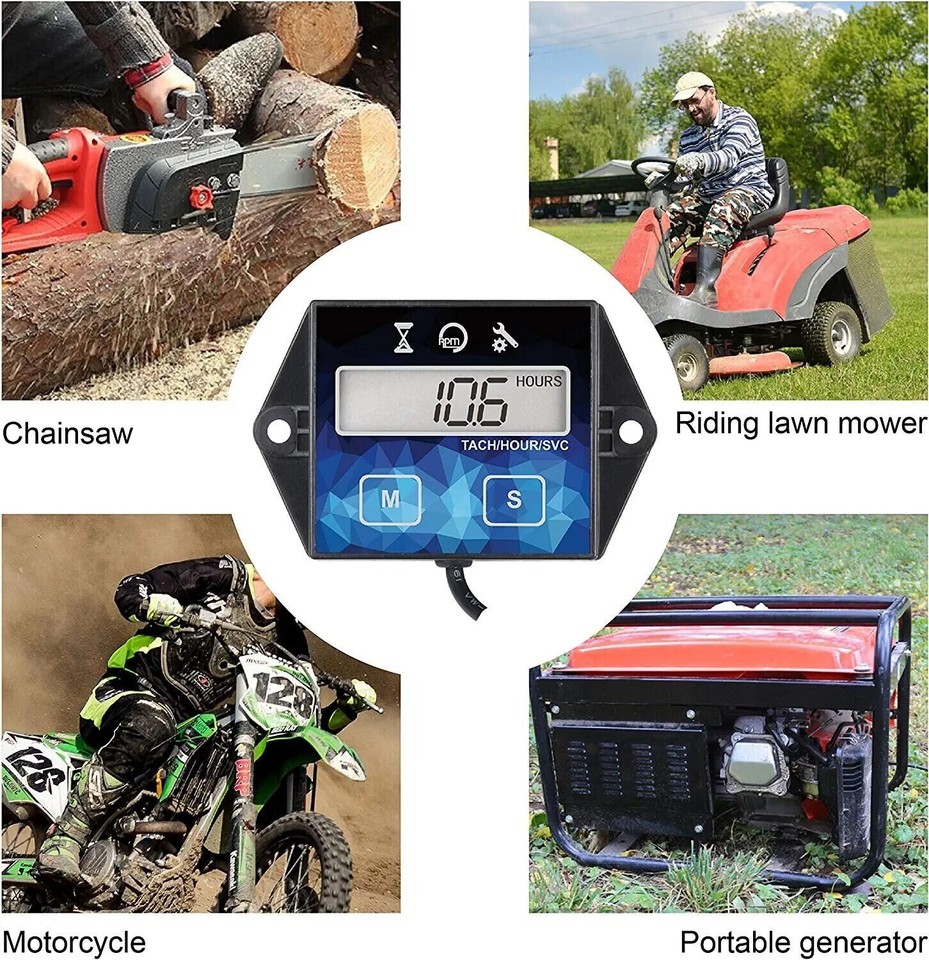 Small Engine Hour Meter Tachometer Maintenance 2/4 Stroke Beach Bike ...
