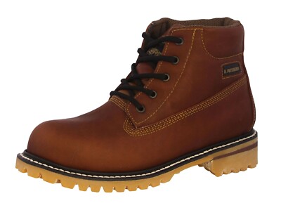 Mens Tan Work Boots Genuine Leather Lace Up Oil Resistant Anti Slip ...