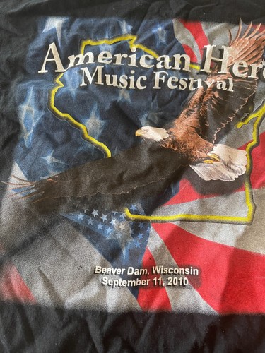 American Hero Music Festival Beaver Dam, WI 2010 T-Shirt Black Unisex L ...