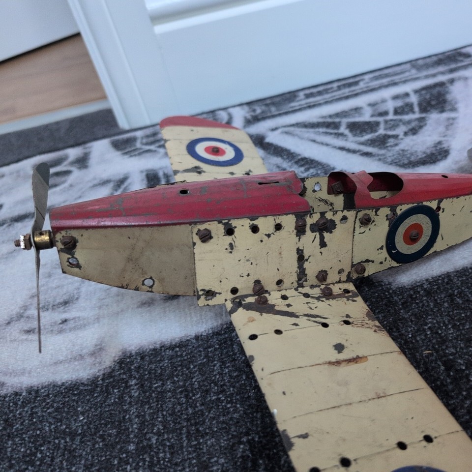 VINTAGE MECCANO 1930S PLANE CREAM & RED AIRCRAFT RAF MODEL CONSTRUCTION ...