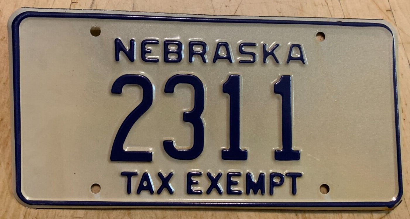 NEBRASKA TAX EXEMPT CHARITABLE ORGANIZATION AUTO LICENSE PLATE " 2311 ...