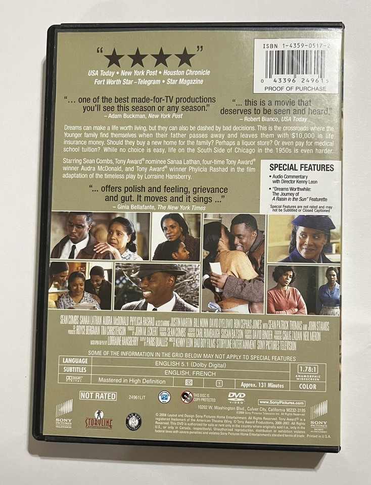 A Raisin in the Sun - DVD - VERY GOOD Puff Daddy P Diddy 43396249615| eBay