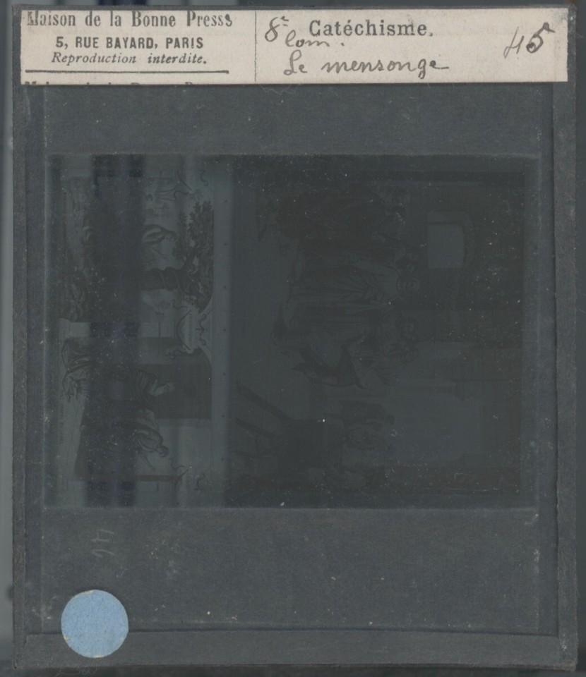 Religious scene,catechism,drawing painting,plate glass,positive 3 5 ...