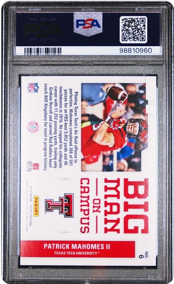 2017 PANINI SCORE PATRICK MAHOMES II BIG MAN ON CAMPUS ROOKIE #6 PSA 9 ...