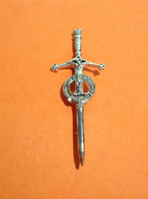 VINTAGE SILVER TONE SCOTLAND PIN HAND SWORD FIDE ET FORTITUDINE | eBay