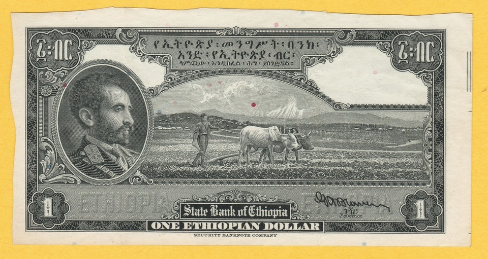 Ethiopia: P-12,1 Dollar * Haile Selassie * 1945 * PROOF * Ethiopian ...