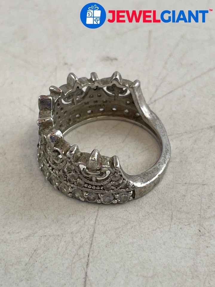 STERLING SILVER CI WHITE STONE CROWN RING SIZE 6.00 4.6G #FO772 | eBay