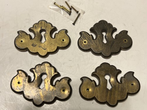 VTG lot of 4 brass escutcheon keyhole skeleton key covers 0-20524 ...