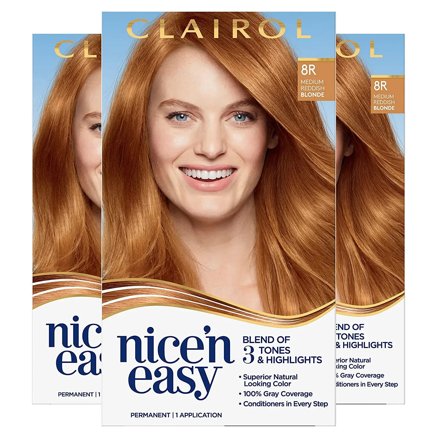Clairol Nice'N Easy Permanent Hair Dye, 8R Medium Reddish Blonde Color ...