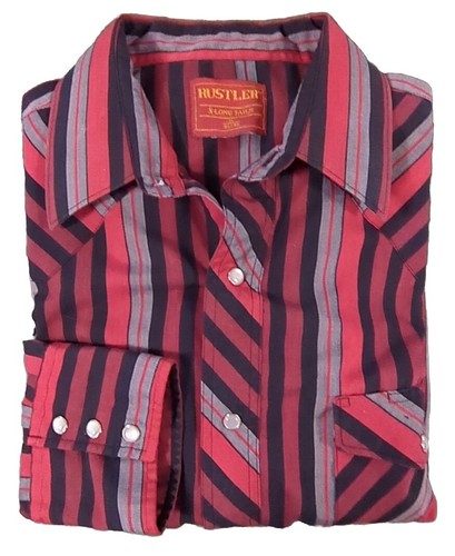 Rustler X-Long Tails Mens Long Sleeve Snap Up Western Style Shirt Size ...