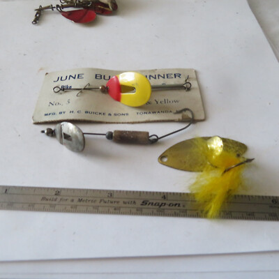 FISHING LURE H.C. BUICKE & SONS NO.5 JUNE BUG SPINNER RED,YELLOW NEW ...