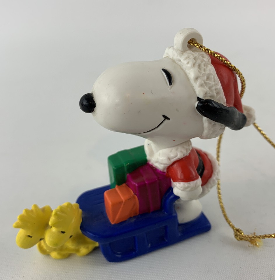 Peanuts Santa SNOOPY & WOODSTOCK Riding A Blue Sleigh Christmas ...