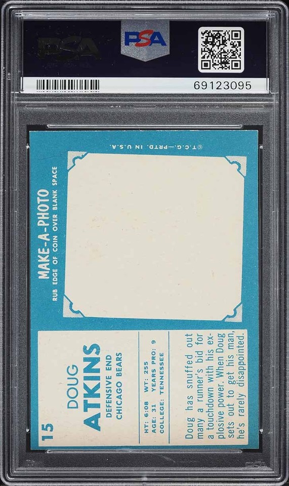 1961 Topps FB Card # 15 Doug Atkins Chicago Bears HOF PSA 7 NRMT | eBay